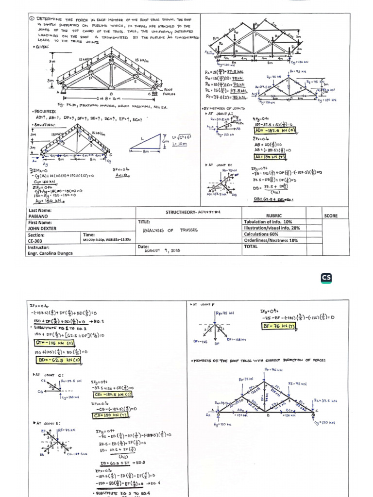 Activity 4 Stheo Analysis of Truss | PDF