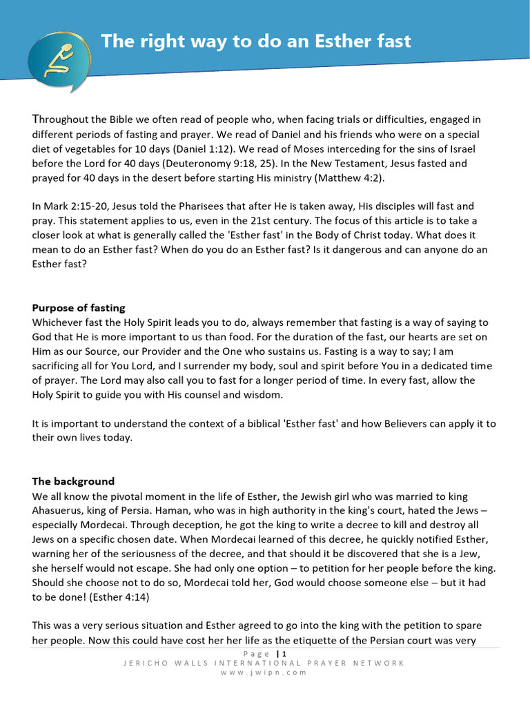 Esther Fast: A Comprehensive Guide | PDF | Esther