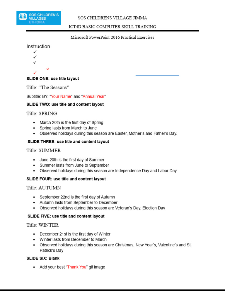 Microsoft PowerPoint 2016 Practical Exercises | PDF
