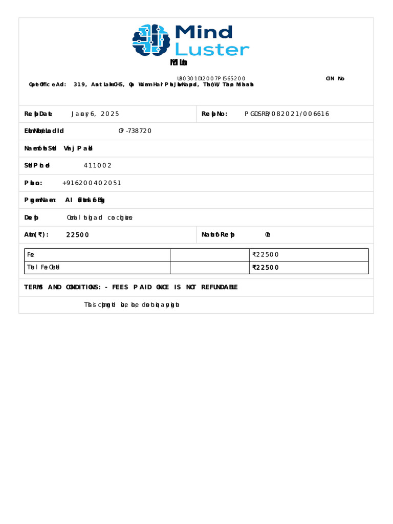 AI Training Invoice for Students | PDF