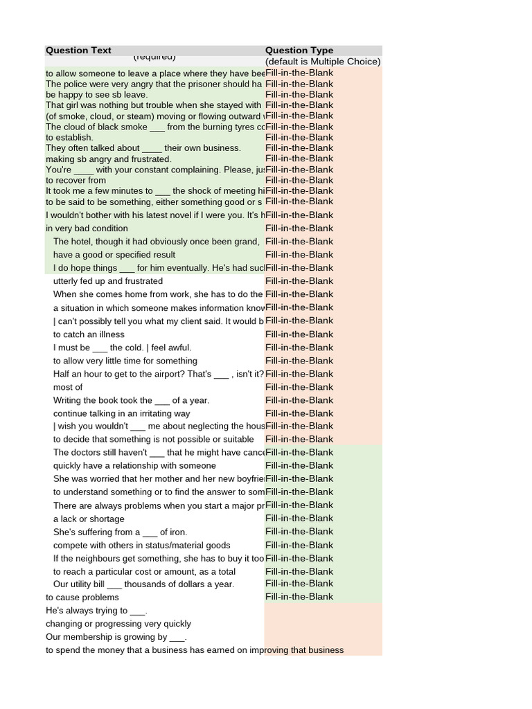 QuizizzSampleSpreadsheetUpdated v2 | PDF