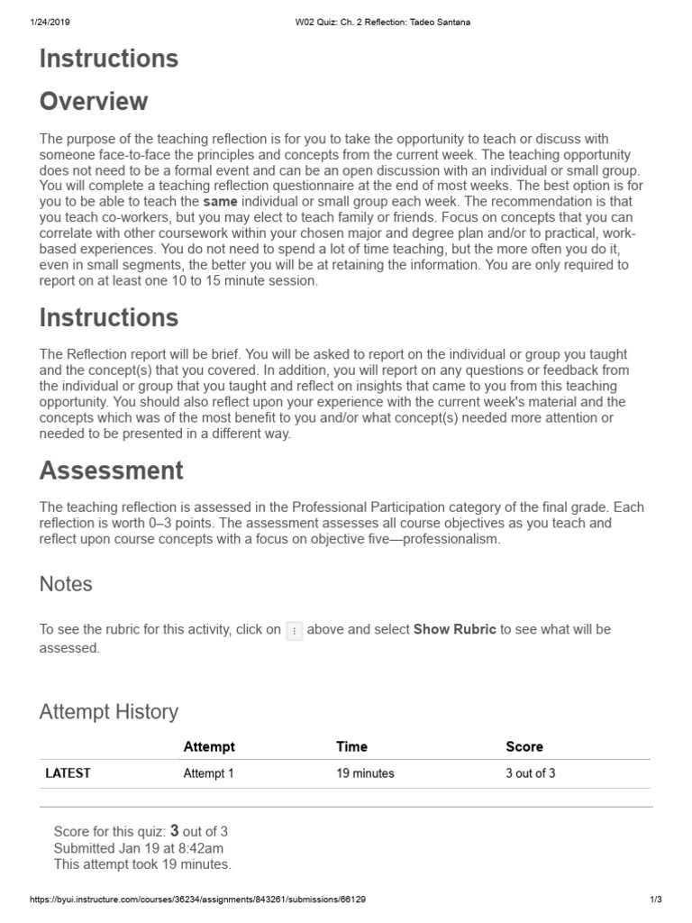 W02 Quiz - Ch. 2 Reflection | PDF