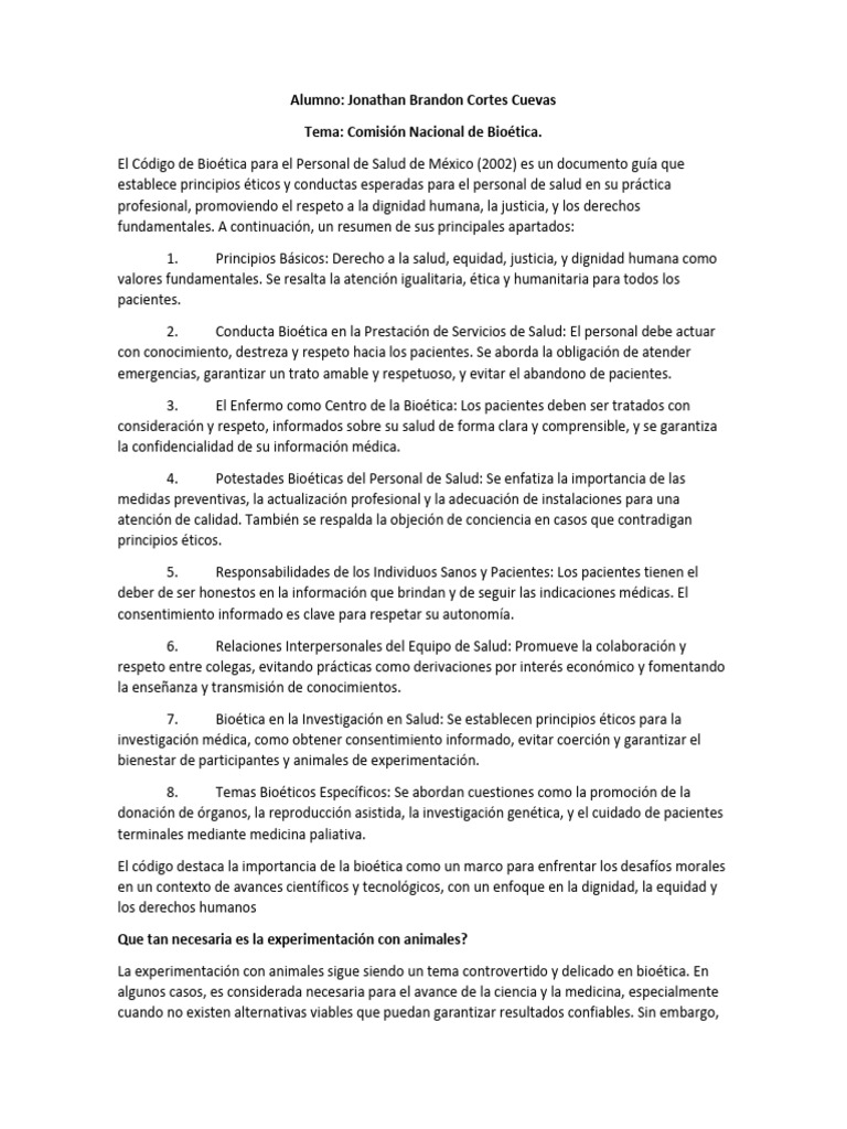 Tarea 1 Jonathan Brandon Cortes Cuevas | PDF | Bioética | Bioterrorismo