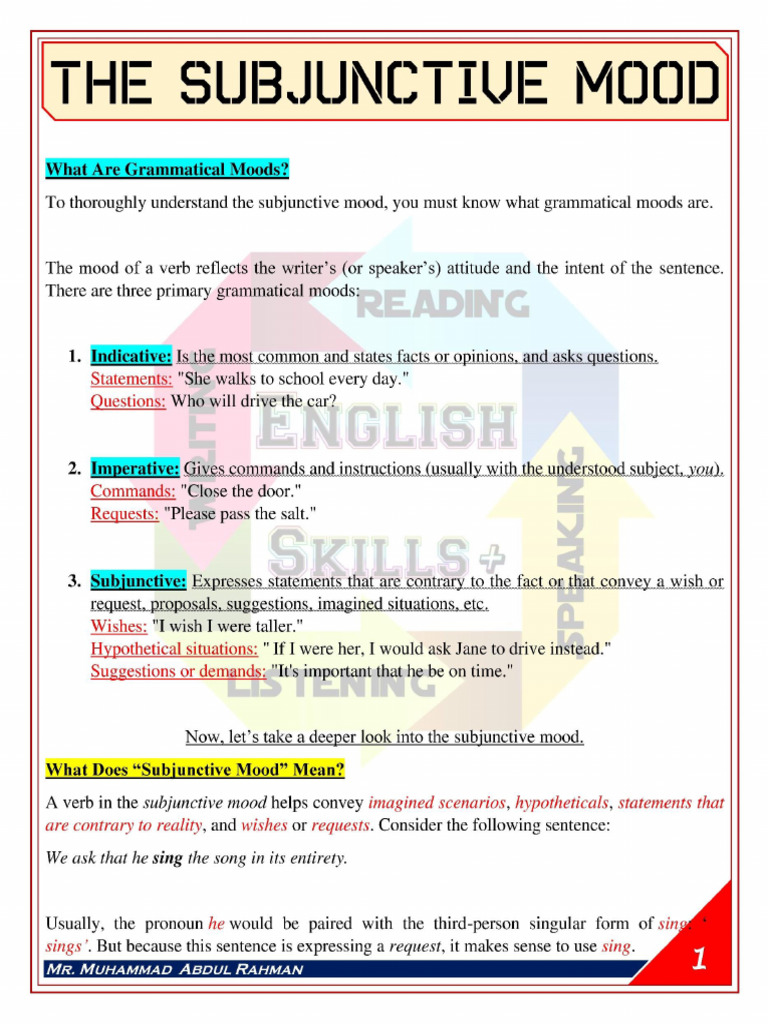Subjunctive Mood | PDF
