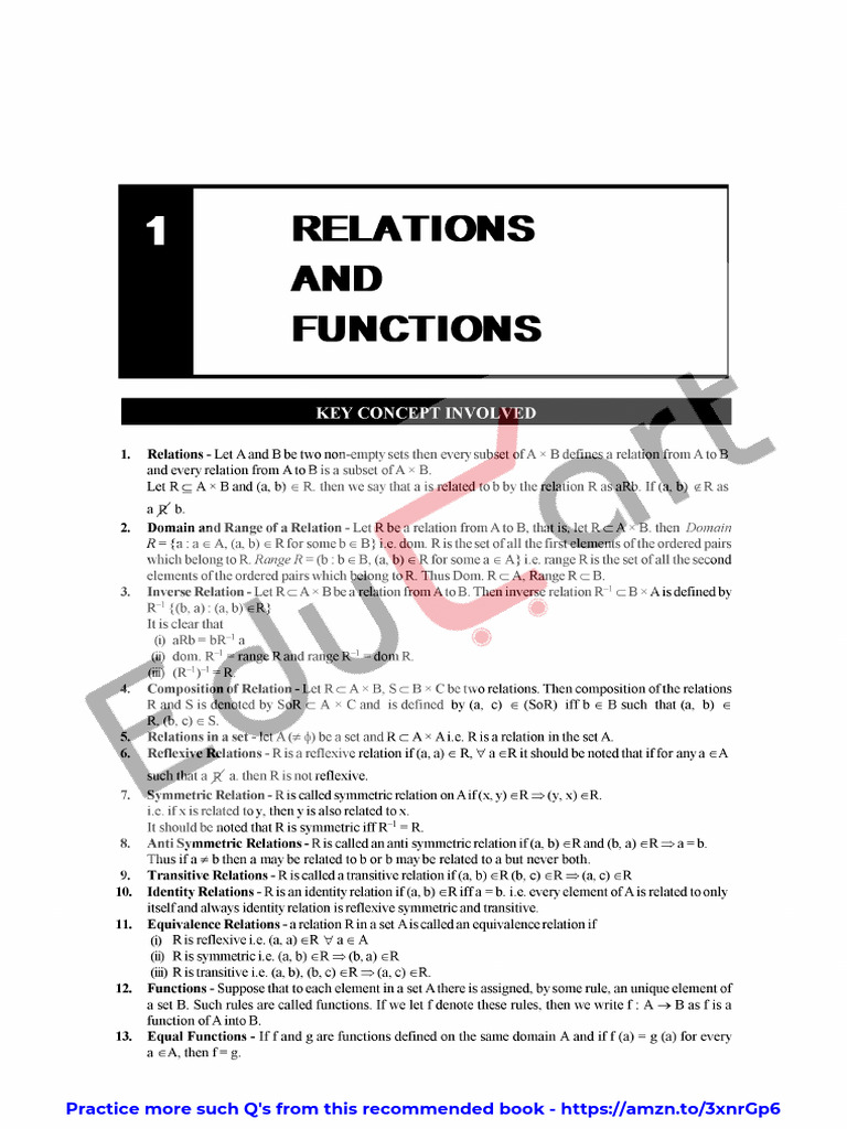Class 12 Maths Formula Chapter-1 | PDF