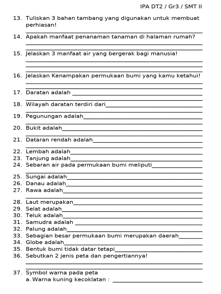 Latihan Ulangan IPA Kelas 2 | PDF