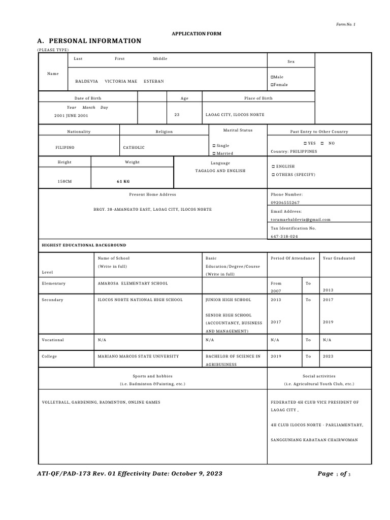 Application Form for Agricultural Internship | PDF | Farms | Agriculture