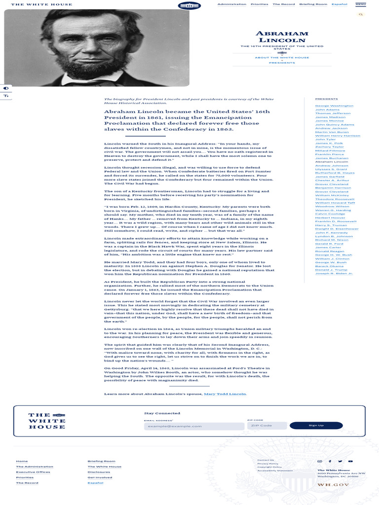 Abraham Lincoln: 16th U.S. President Bio | PDF | Abraham Lincoln ...