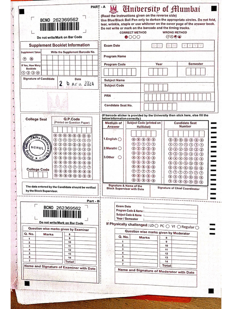 University Answersheet Details | PDF