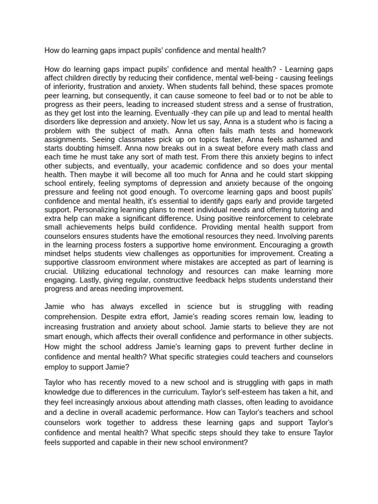 Impact of Learning Gaps on Student Well-Being | PDF | Mental Health ...