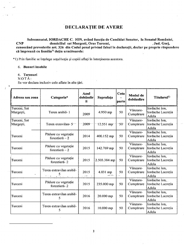 Ion-Iordache-declaratie-avere | PDF