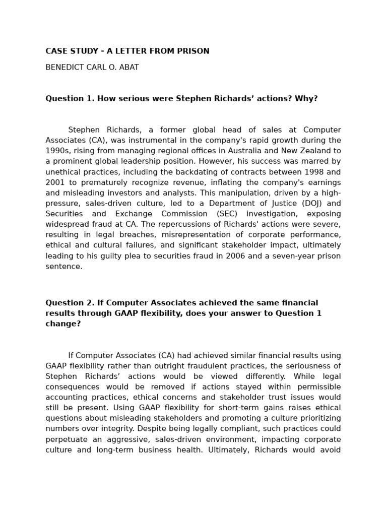 CASE STUDY-AIS | PDF | Leadership | Integrity