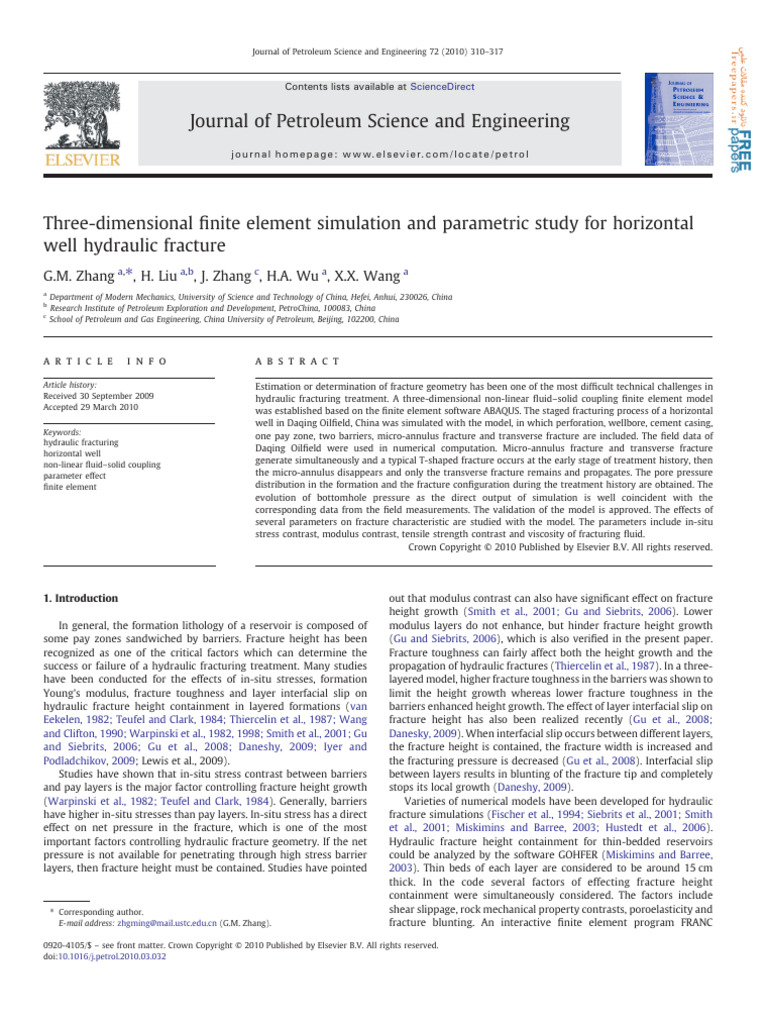 Three-Dimensional Finite Element Simulation and Parametric Study For Horizontal-2010 | PDF ...