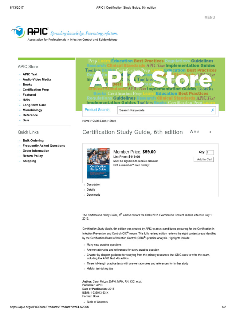 APIC - Certification Study Guide, 6th Edition | PDF