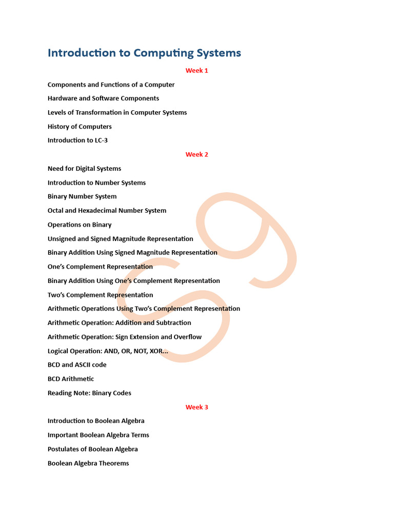 Introduction To Computing Systems | PDF | Boolean Algebra | Teaching ...