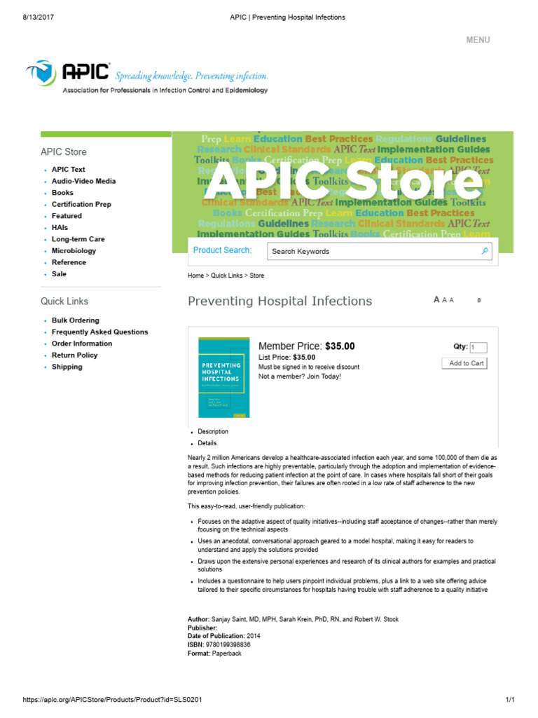 APIC _ Preventing Hospital Infections | PDF | Hospital Acquired ...