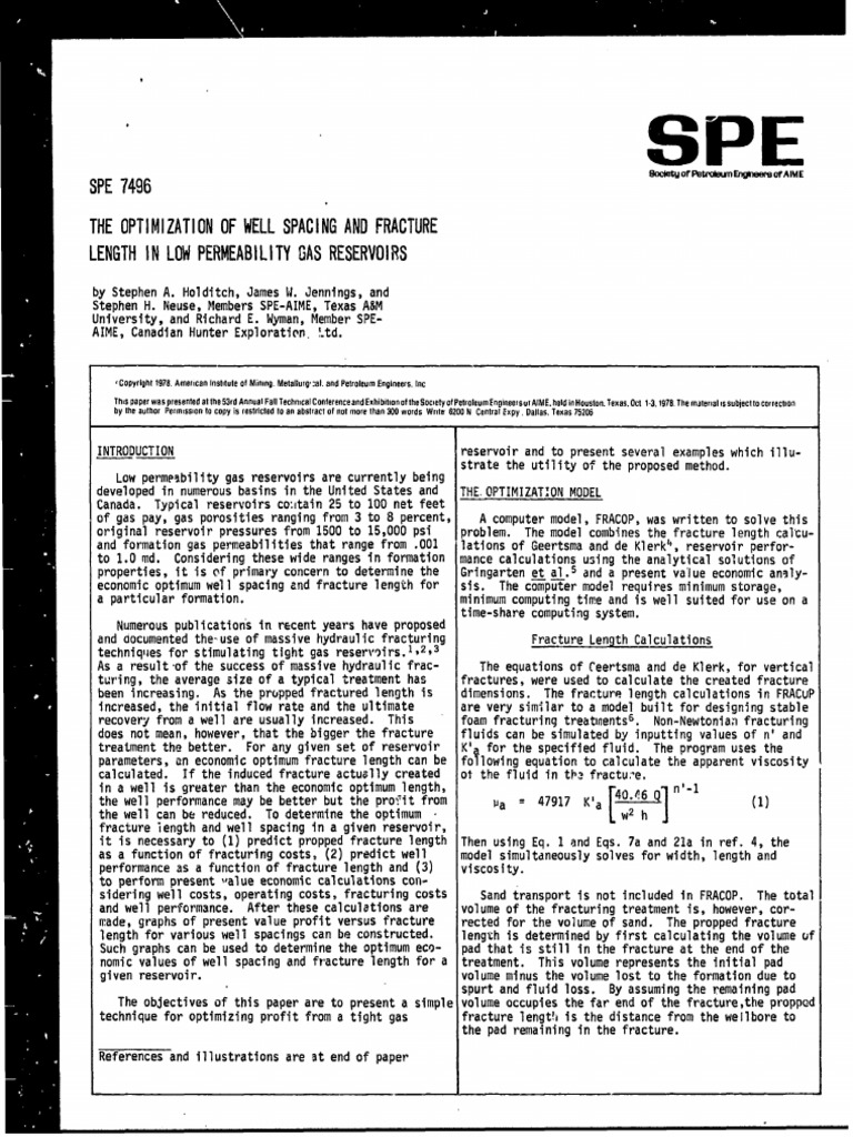 The Optimization of Well Spacing and Fracture Length in Low ...