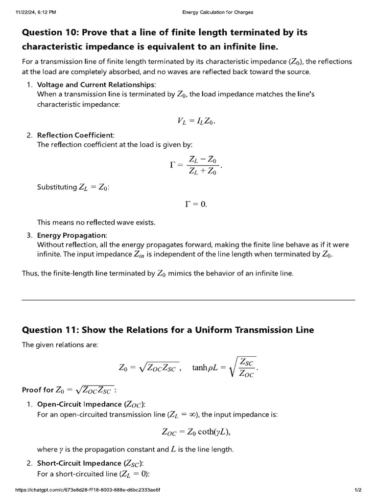 Show The Relations For A Uniform Transmission Line | PDF
