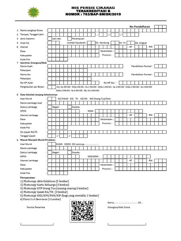 Formulir PPDB MI 2024. | PDF