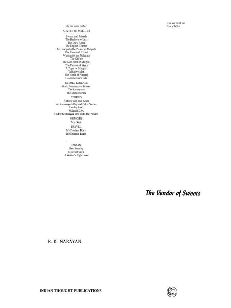 The Vendor of Sweets Overview | PDF