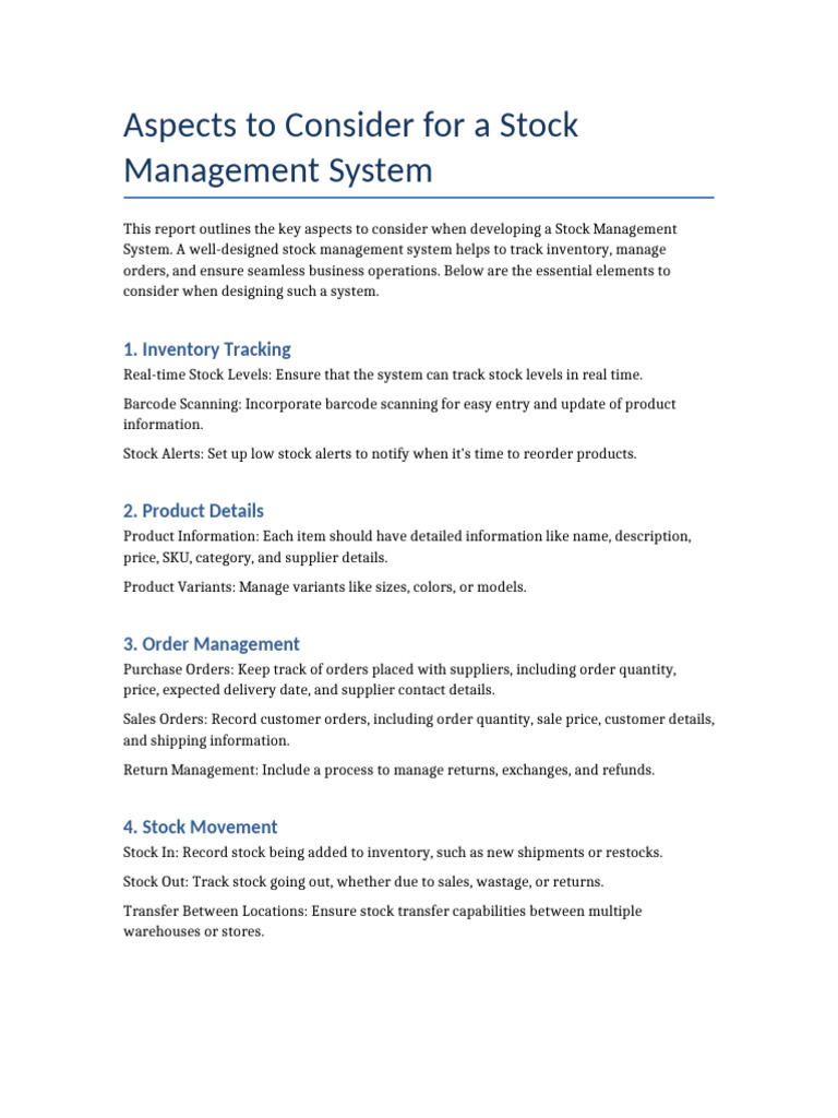Stock Management System Report | PDF | Point Of Sale | Computing
