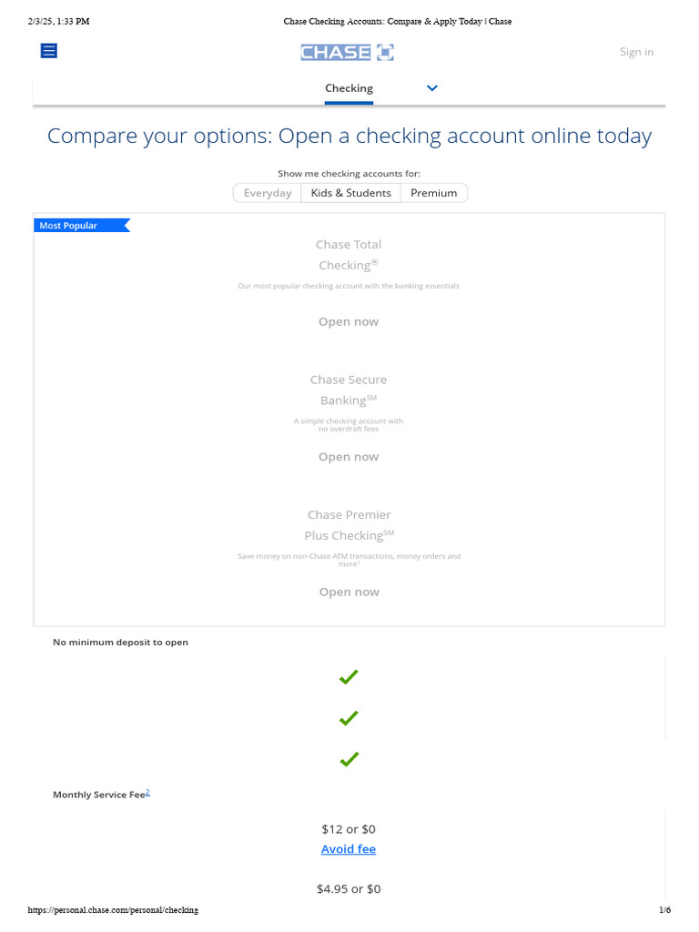 Chase Checking Accounts - Compare & Apply Today - Chase | PDF | Transaction Account | Overdraft