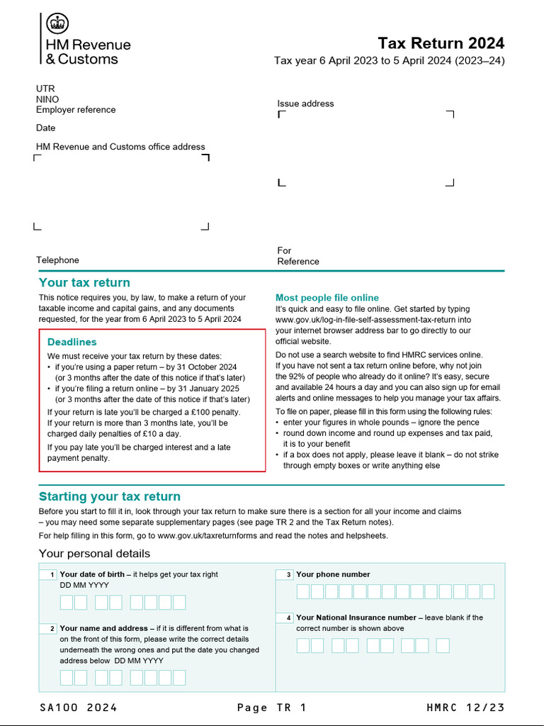 #97724-SA100-Forms(2023-24) (1) | PDF | Tax Deduction | Taxes