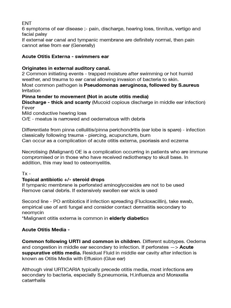 ENT | PDF | Vertigo | Hearing Loss