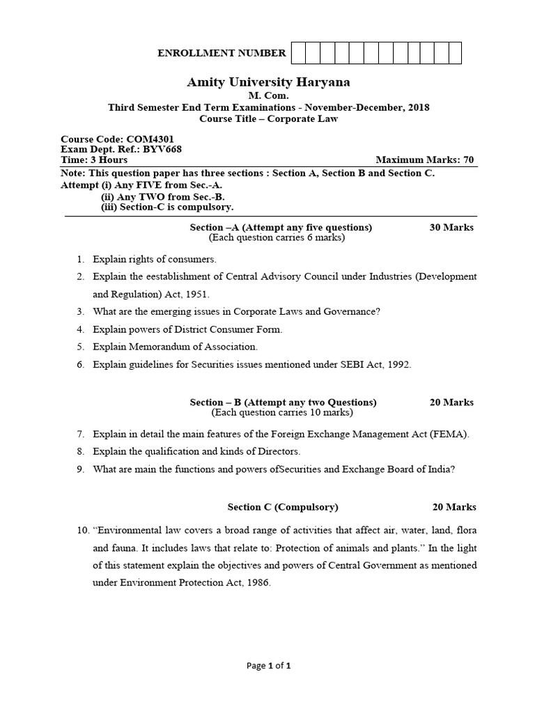 MCom Sem-III Corporate Law_out | PDF