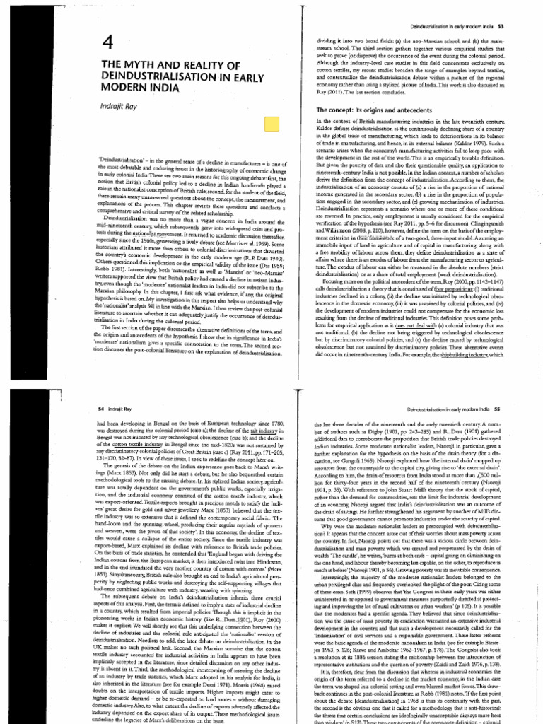 Indrajit Ray On Deindustrialisation | PDF