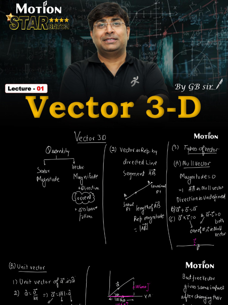 Vector 3-D (New) - Lec - 01 - GB Sir | PDF