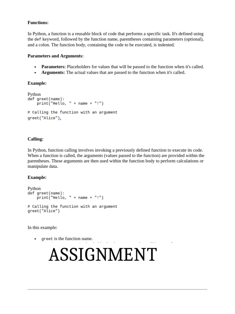 ASSIGNMENT | PDF | Parameter (Computer Programming) | Python ...