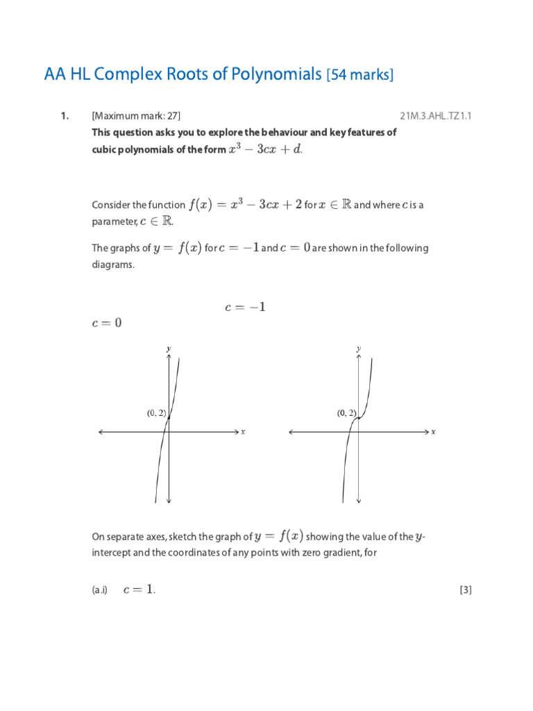 AA HL Complex Roots of Polynomials | PDF | Applied Mathematics ...