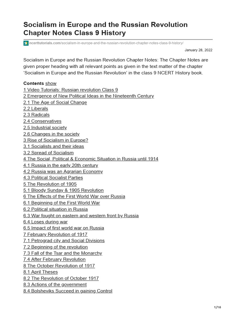 Ncerttutorials.com-Socialism in Europe and the Russian Revolution ...