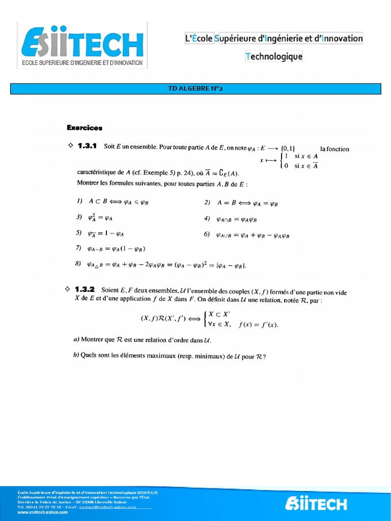 TD Algebre N°2 | PDF
