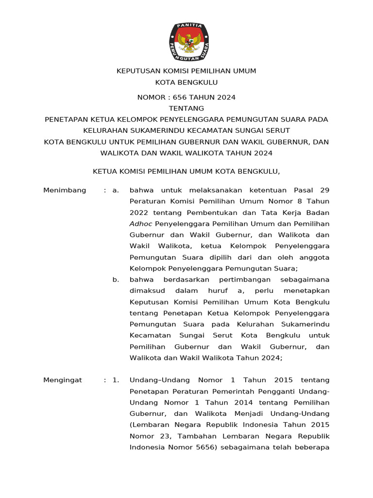 SK Ketua KPPS SKM | PDF