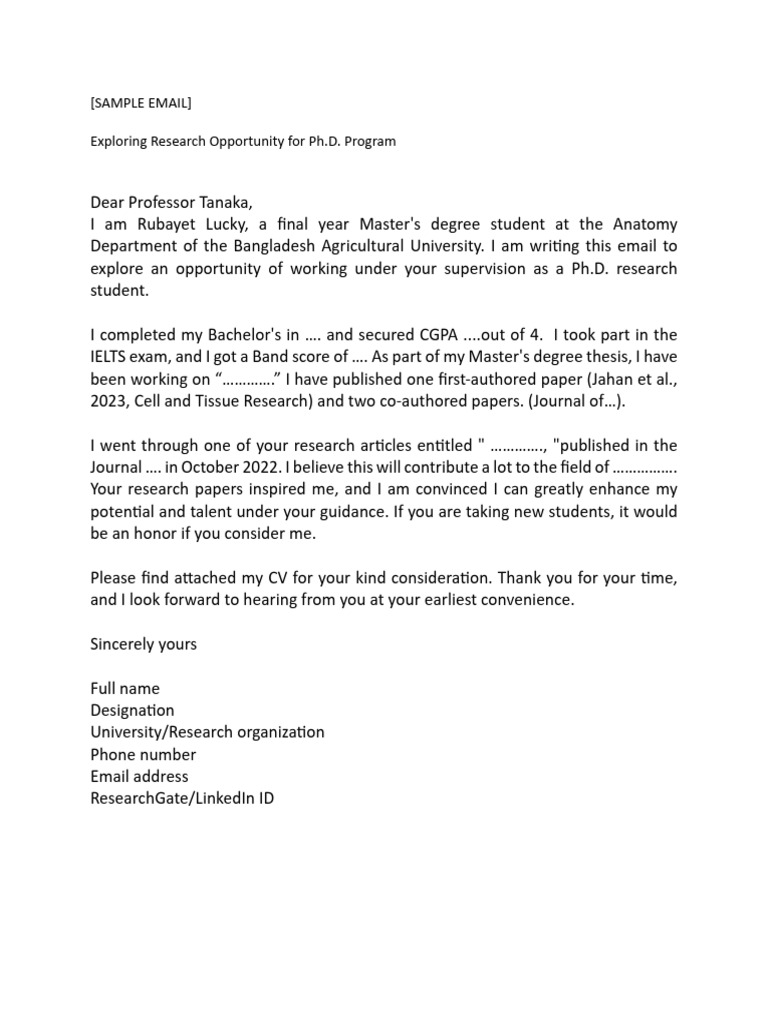 Sample Email to Professor | PDF