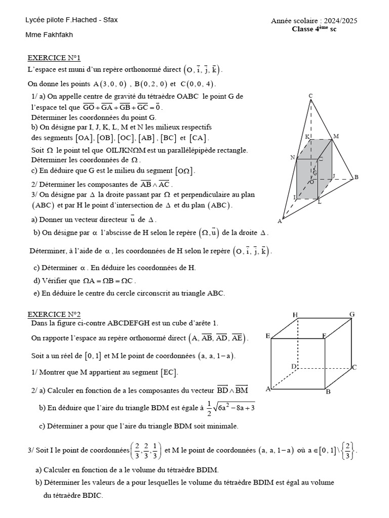 SERIE Espace 2 | PDF | Coordonnées cartésiennes | Triangle