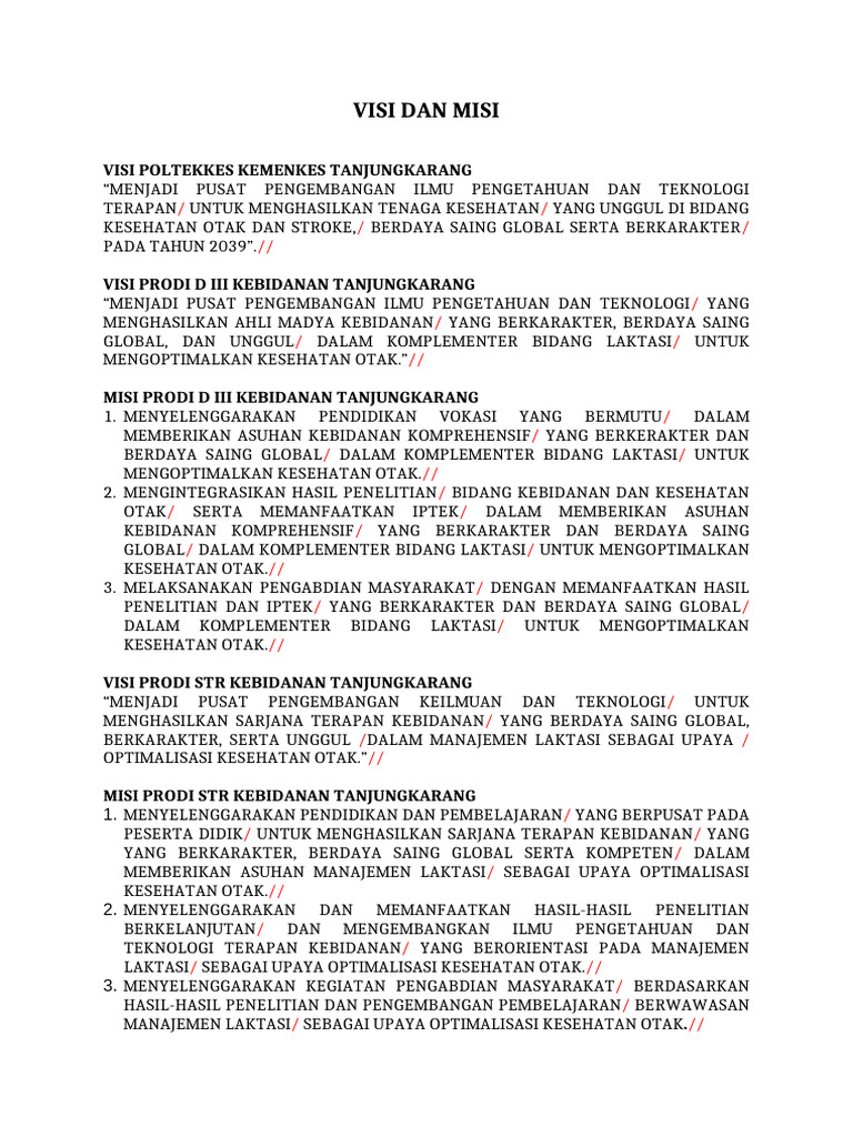 Visi Dan Misi | PDF