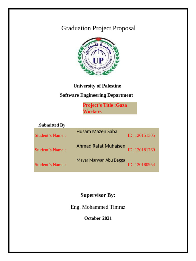 Graduation Project Proposal Concept SW | PDF | State Of Palestine ...