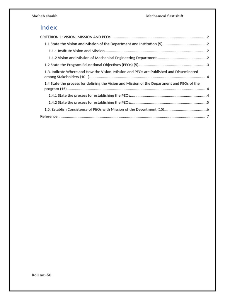 Mechanical Engineering Vision and Mission | PDF | Human Resources ...