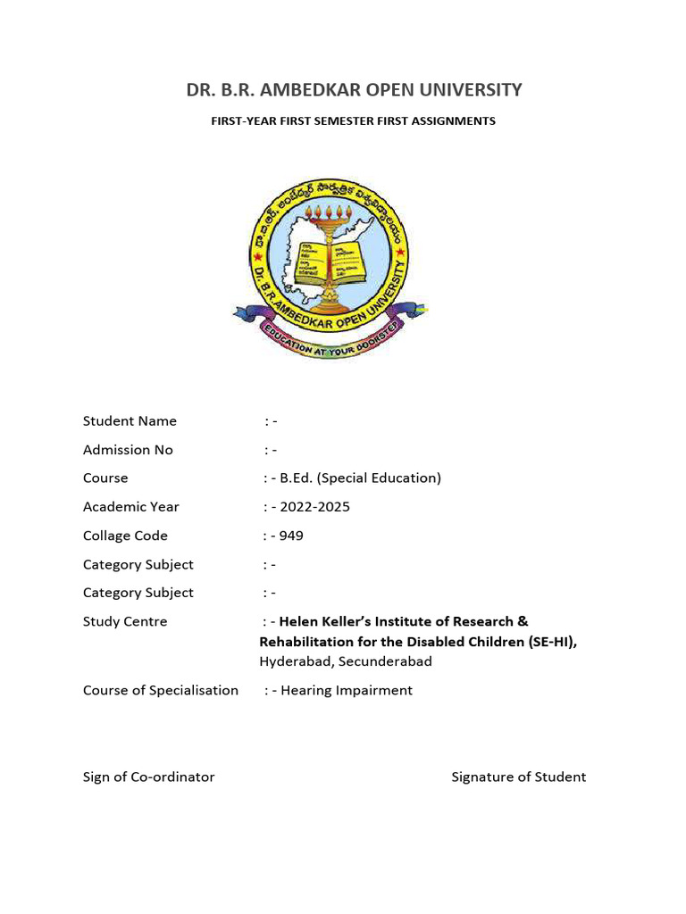 B.ed Cover Page 1 | PDF
