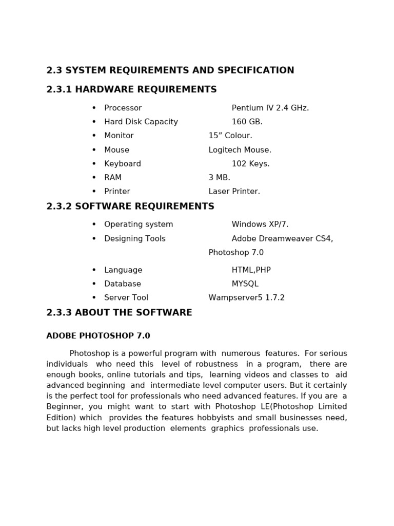 System Requirements for Web Development | PDF