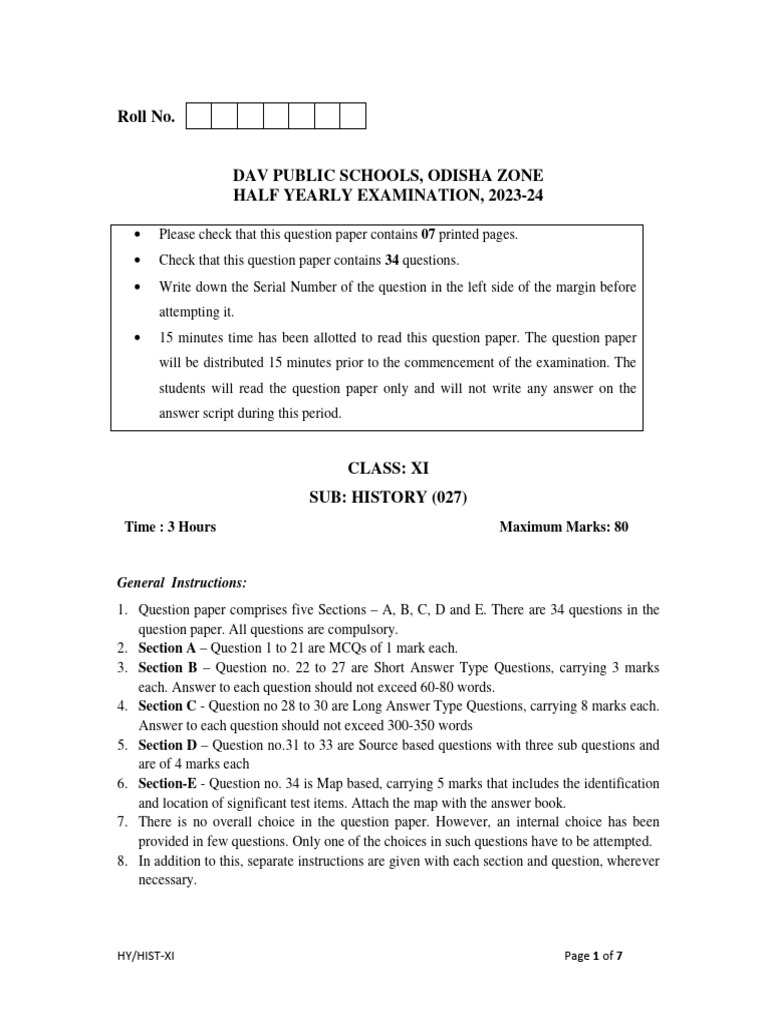 Assignment - Question Paper XI - HY - HIST-2023 | PDF | Mesopotamia | Roman Empire