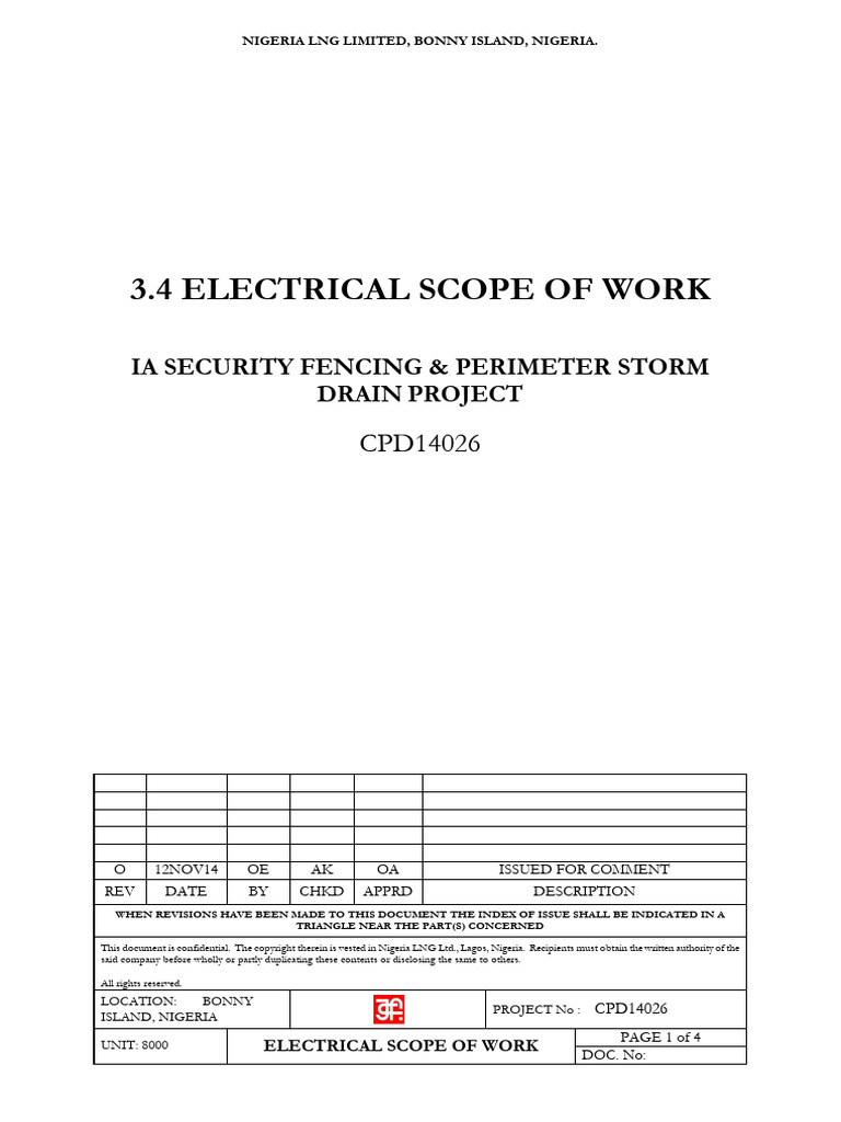 3.4 Electrical Scope of Work | PDF | Electrical Wiring