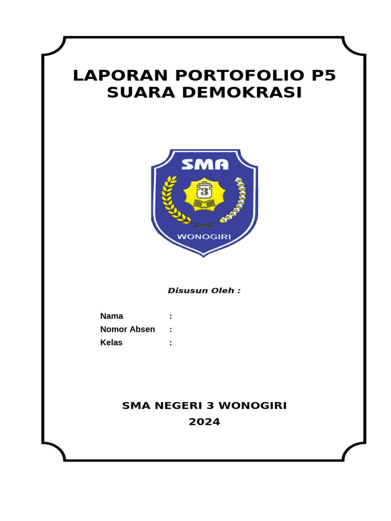 Contoh Cover Portofolio Dan Kerangka Laporan | PDF