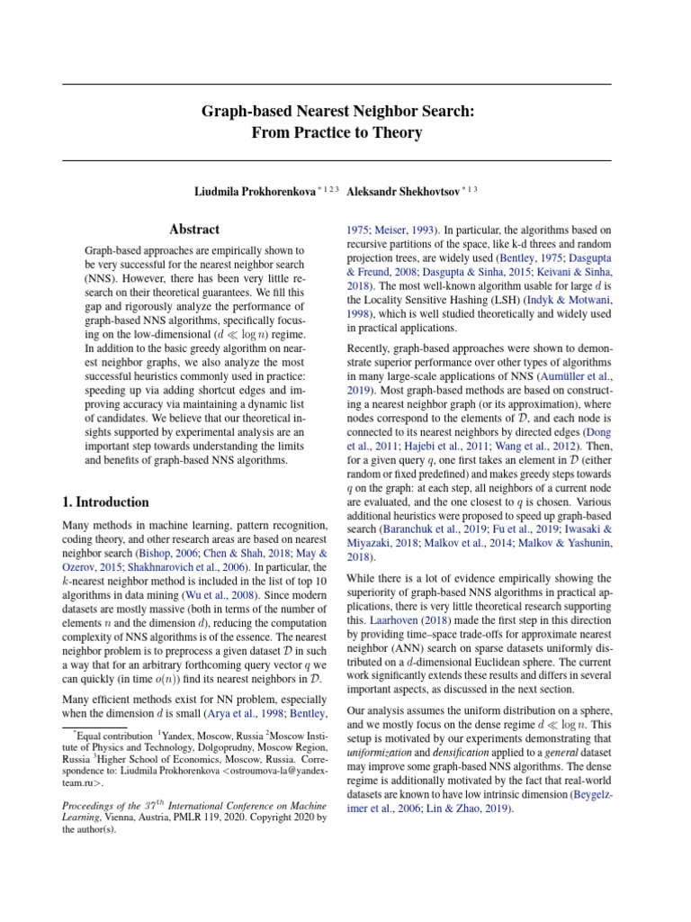 Graph-Based Nearest Neighbor Search: From Practice To Theory | PDF | Mathematics | Theoretical ...