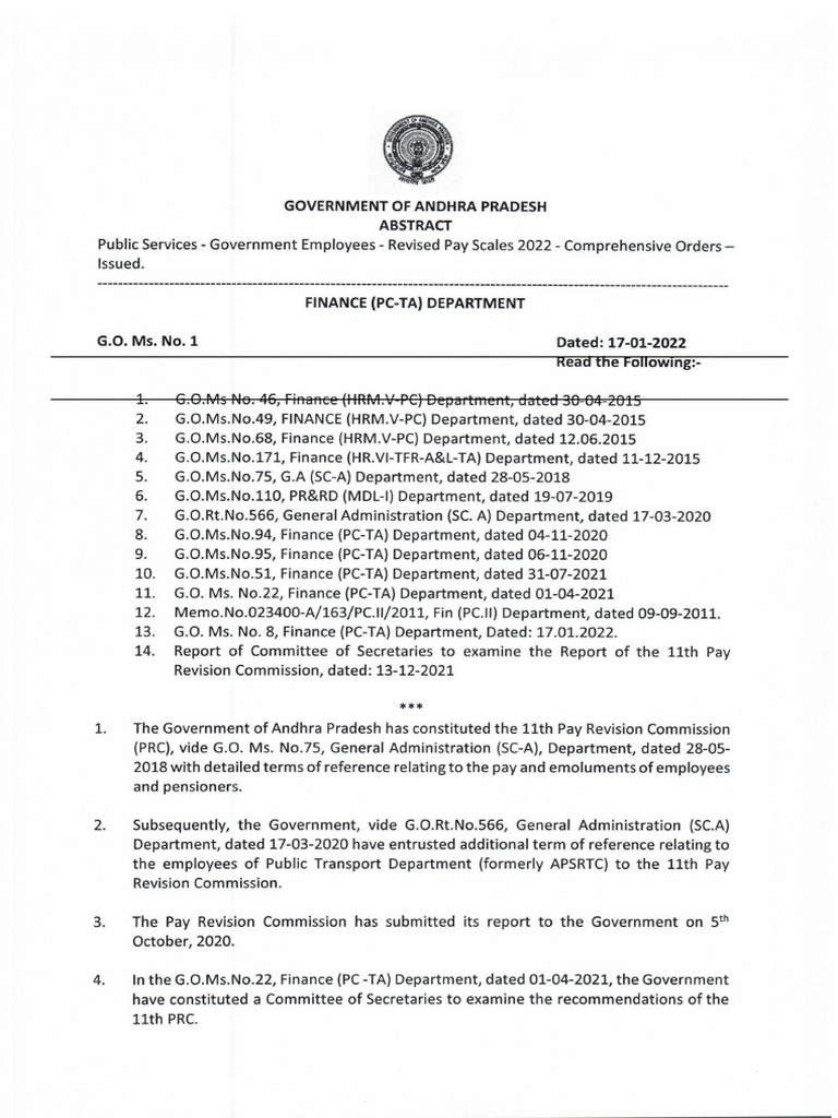Go Ms No 1 Rps 2022 | PDF