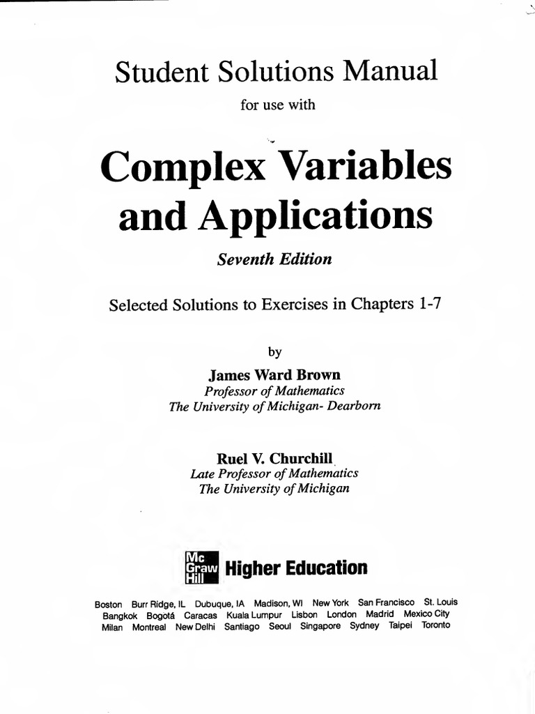 Complex Variables and Applications Solutions | PDF | Mathematical ...