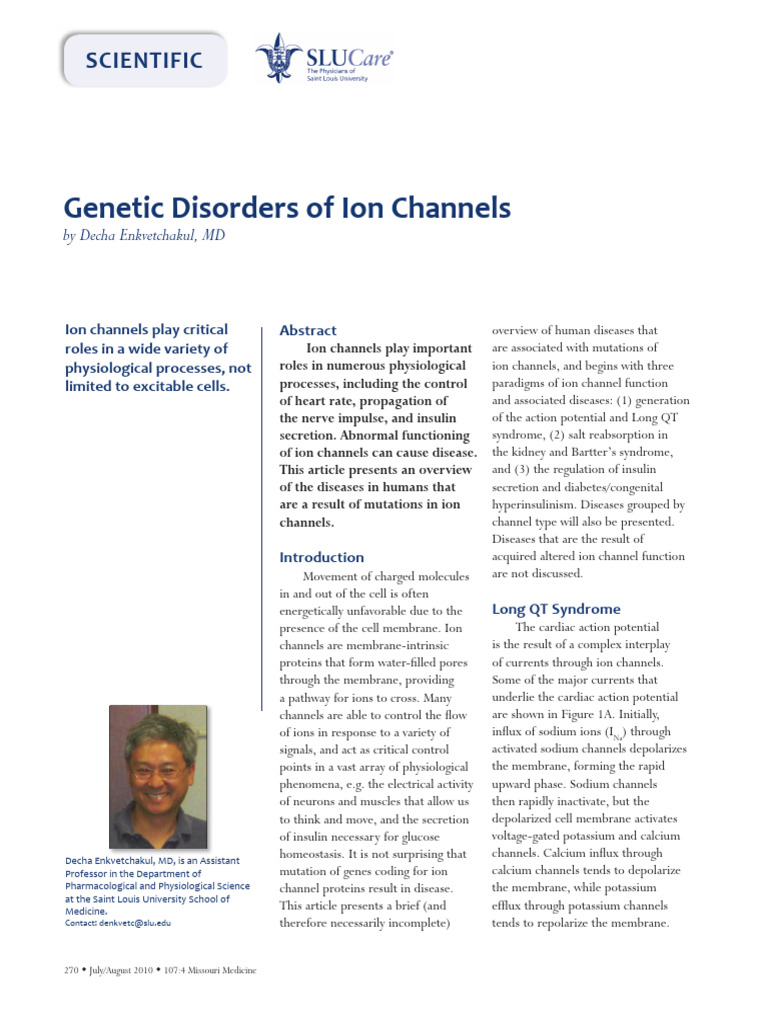 Genetic Disorders of Ion Channels | PDF | Action Potential | Ion Channel